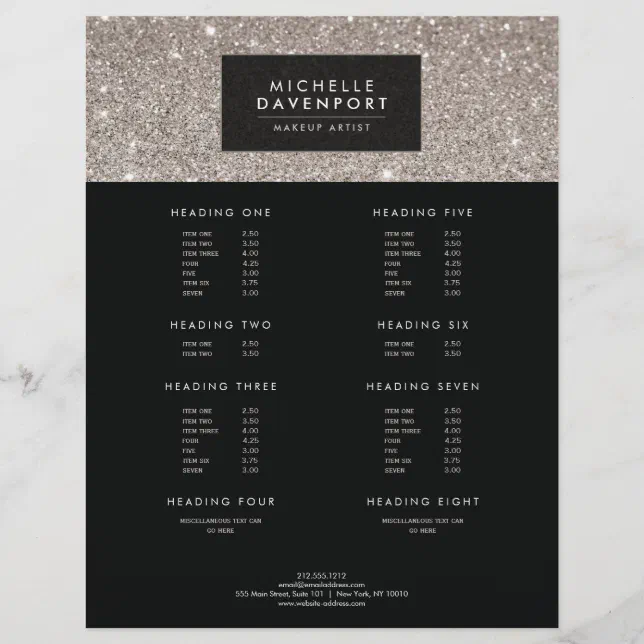 Classic Silver Glitter Makeup Artist Flyer | Zazzle