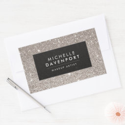 Classic Silver Glitter Makeup Artist Stickers | Zazzle