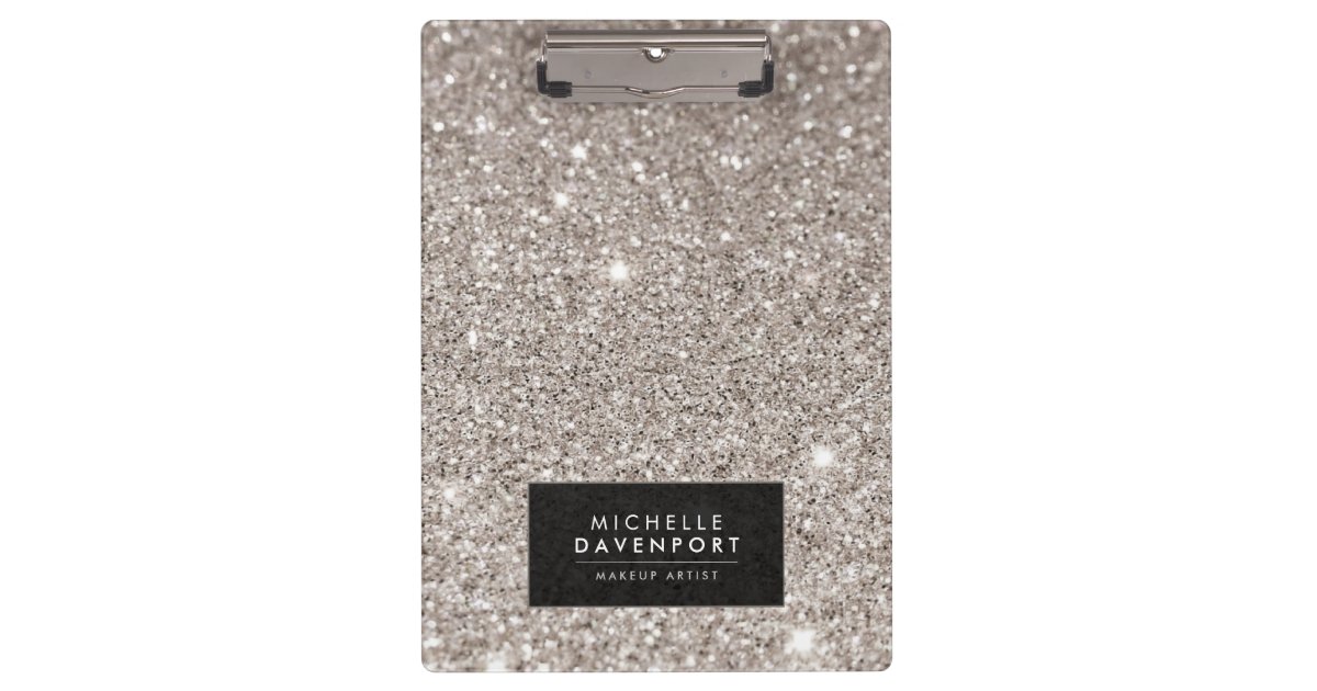 Classic Silver Glitter Personalized Clipboard | Zazzle