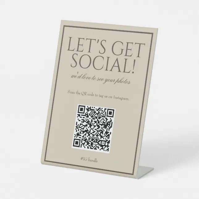 Classic Simple Brown QR Code Social Media Sign | Zazzle