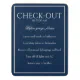 Classic Simple Dark Blue Guest Check Out Sign | Zazzle