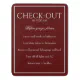 Classic Simple Deep Red Guest Check Out Sign | Zazzle