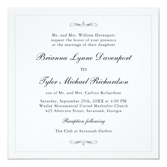 Classic Simple Elegance Square Wedding Invitation | Zazzle.com