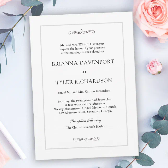 Classic Simple Elegance Wedding Invitation | Zazzle