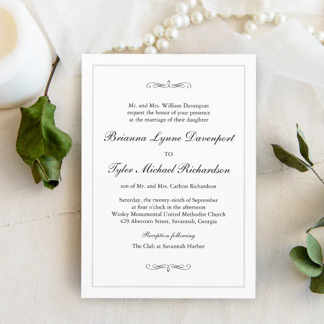 Classic Simple Elegance Wedding Invitation | Zazzle