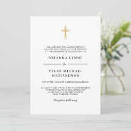 Classic Simple Elegant Christian Cross Wedding Invitation | Zazzle