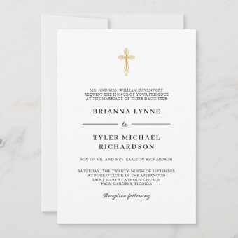 Classic Simple Elegant Christian Cross Wedding Invitation | Zazzle