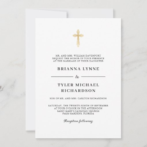 Classic Simple Elegant Christian Cross Wedding Invitation | Zazzle