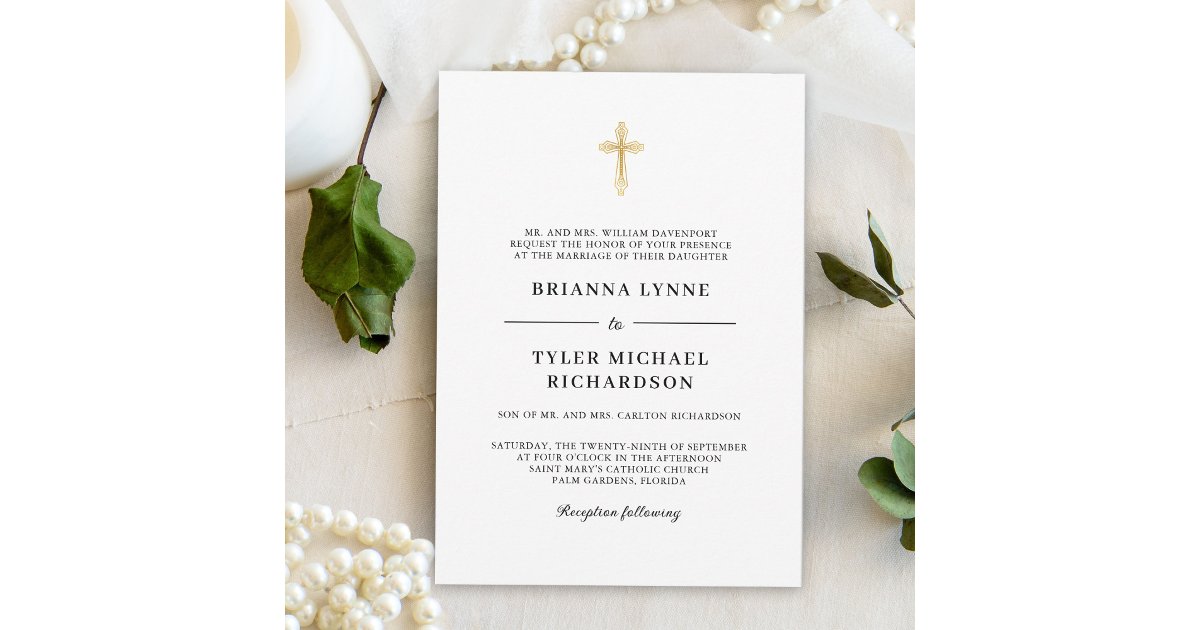 Classic Simple Elegant Christian Cross Wedding Invitation | Zazzle