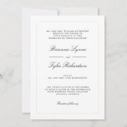 Classic Simple Elegant Formal Wedding Invitation | Zazzle