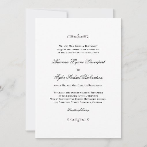 Classic Simple Elegant Wedding Invitation | Zazzle