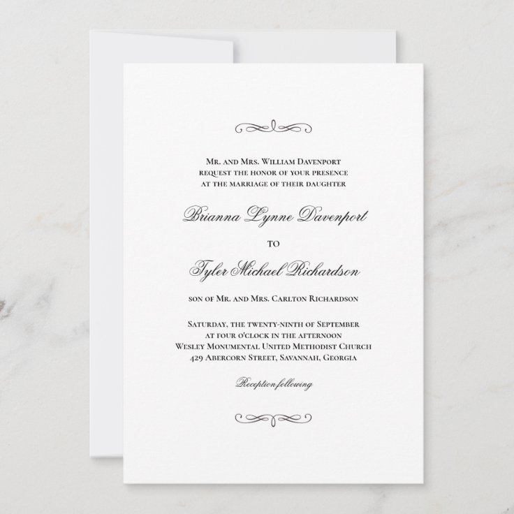 Classic Simple Elegant Wedding Invitation | Zazzle
