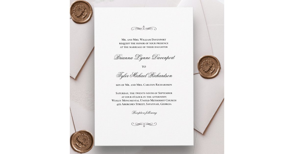 Classic Simple Elegant Wedding Invitation | Zazzle