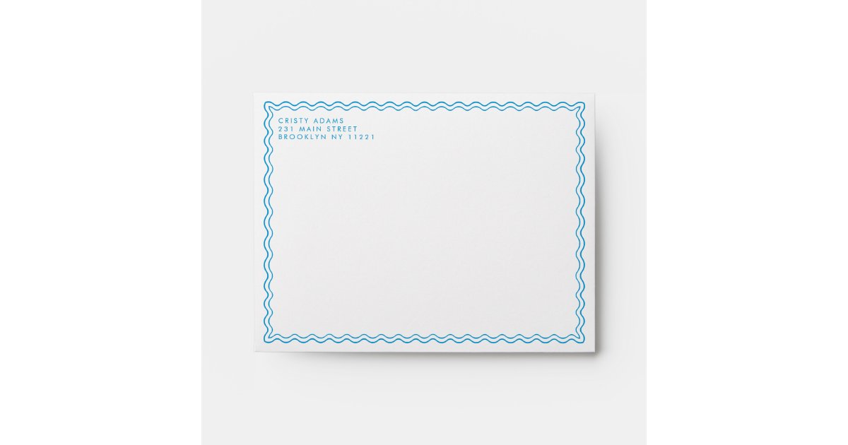 Classic Simple Formal Blue Wave Border Envelope | Zazzle