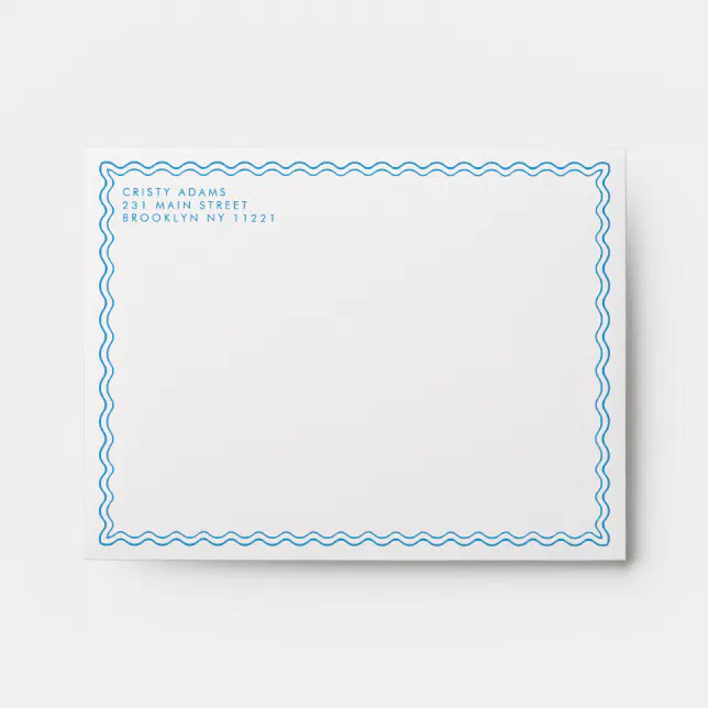 Classic Simple Formal Blue Wave Border Envelope | Zazzle