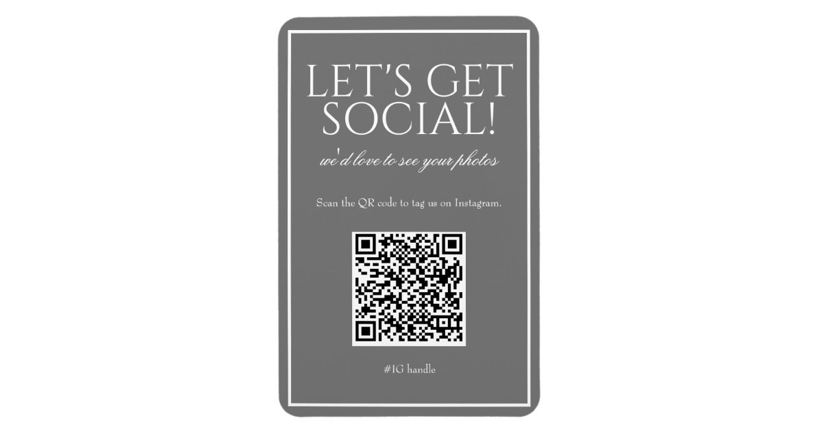 Classic Simple Gray QR Code Social Media Magnet | Zazzle