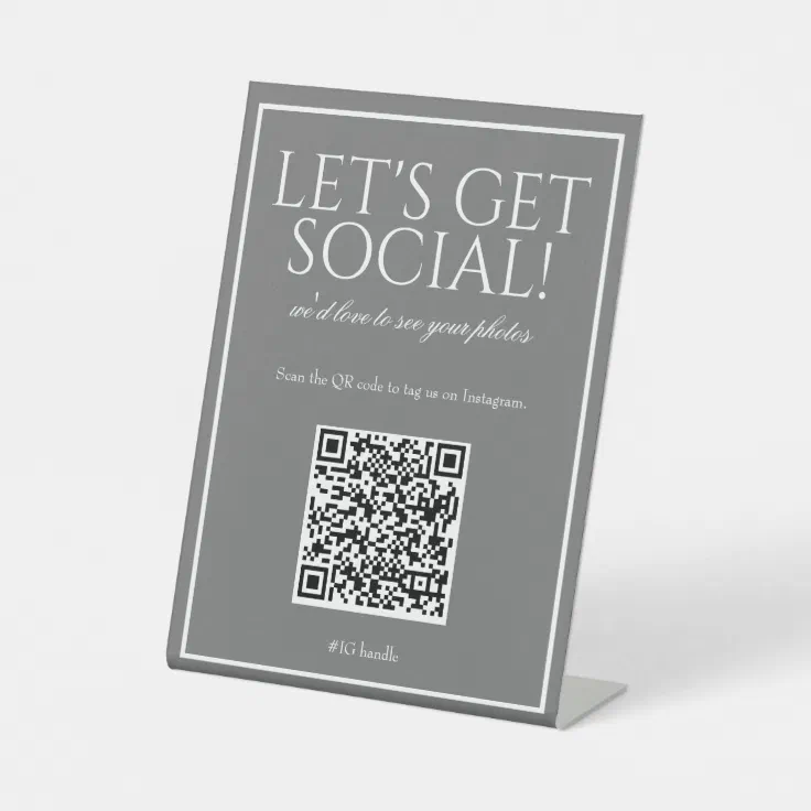 Classic Simple Gray QR Code Social Media Sign | Zazzle