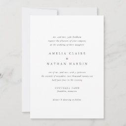 Classic Simple Minimal Elegant Type Wedding Invitation | Zazzle