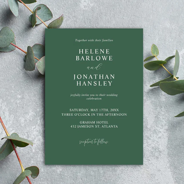 Classic Simple Minimalist Modern Elegant Wedding Invitation | Zazzle