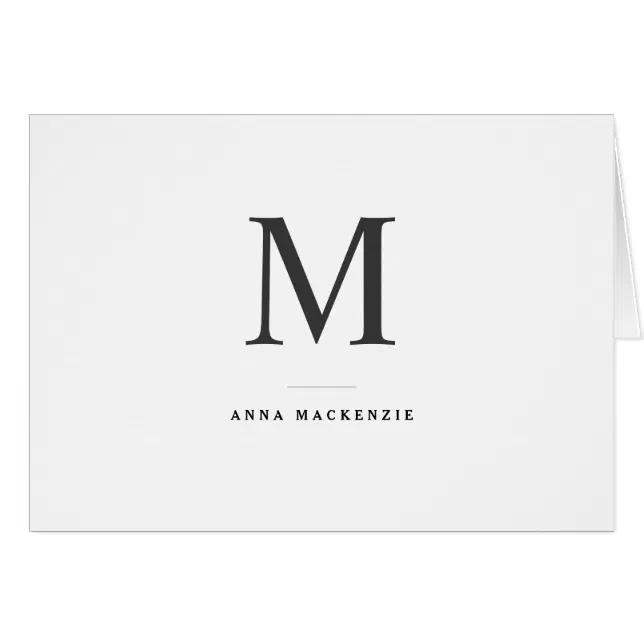 Classic Simple Modern Monogram Folded Note Card | Zazzle