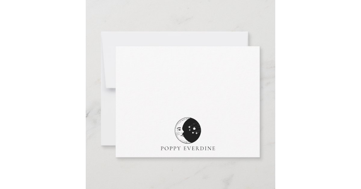 Classic Simple Modern Moon Note Card | Zazzle