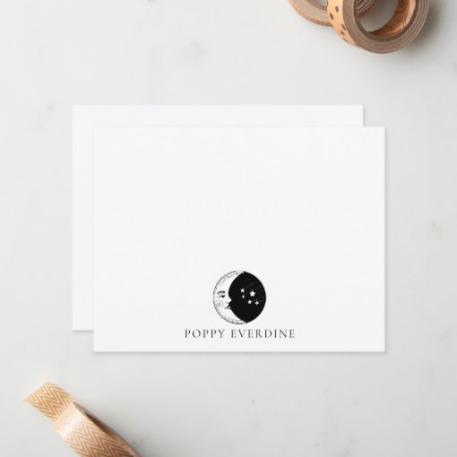 Classic Simple Modern Moon Note Card | Zazzle