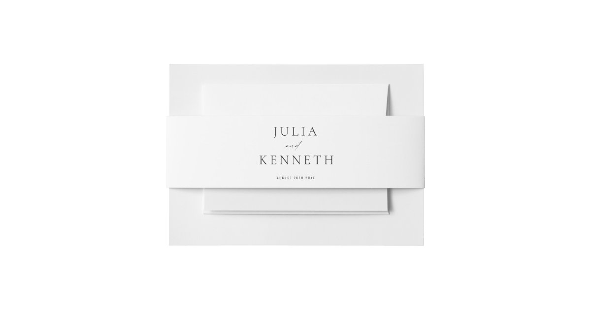 Classic Simple Neutral Script Wedding Invitation Belly Band | Zazzle