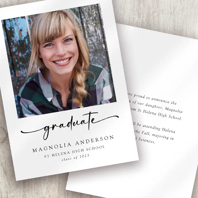 Classic Simple One Photo Graduation Announcement | Zazzle