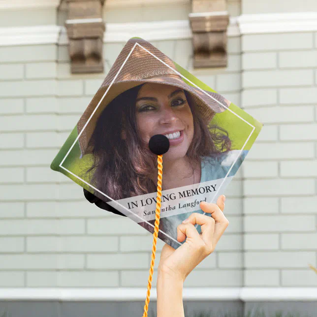 Classic Simple Photo Memorial Graduation Cap Topper | Zazzle