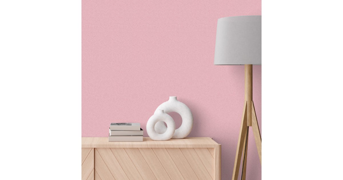 Classic simple pink herringbone tweed effect wallpaper | Zazzle