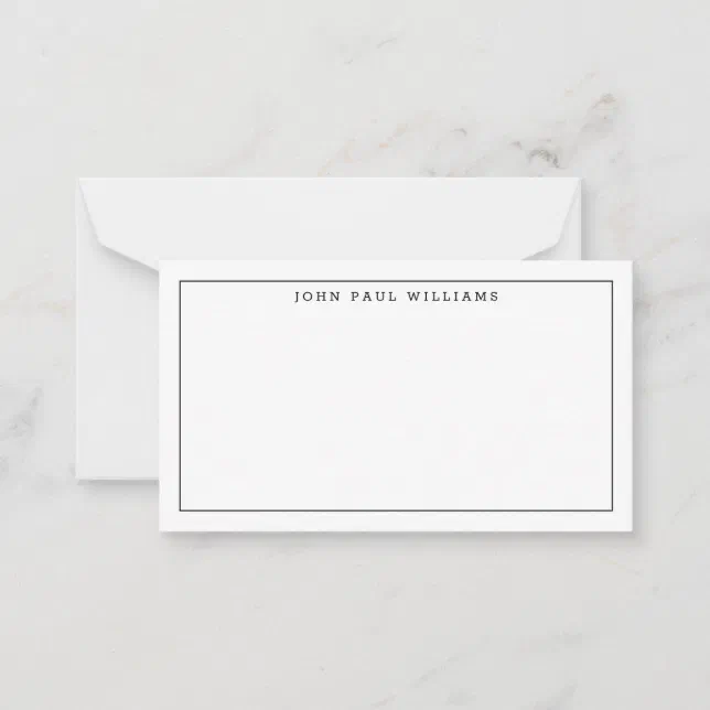 Classic Simple Professional Formal Thin Border Note Card | Zazzle