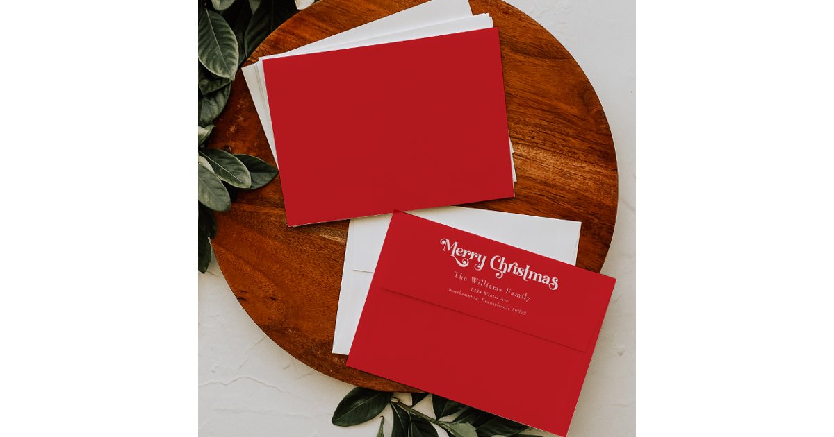 Classic Simple Red Merry Christmas Envelope | Zazzle