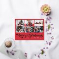 Classic Simple Red Nine-Photo Merry Christmas Gold Foil Holiday Card ...