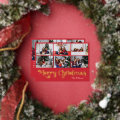 Classic Simple Red Nine-Photo Merry Christmas Gold Foil Holiday Card ...