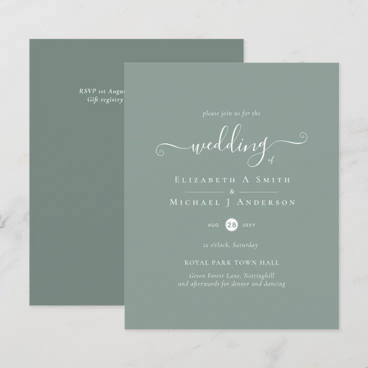 Classic Simple SAGE GREEN Wedding Budget | Zazzle