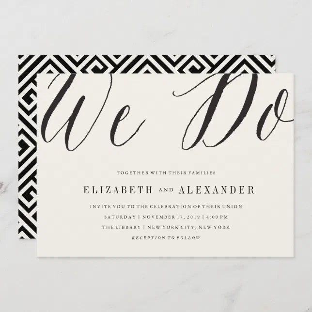 Classic Simple Script We Do Modern Wedding Invite | Zazzle