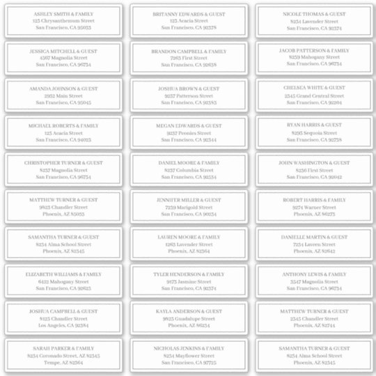 Classic Simple Wedding Guest Names Address Sticker | Zazzle.com