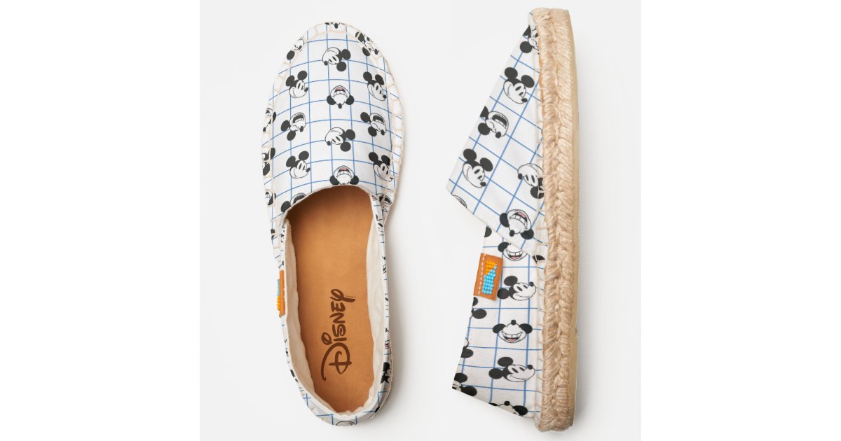 Classic Smiling Mickey Mouse Grid Pattern Espadrilles | Zazzle