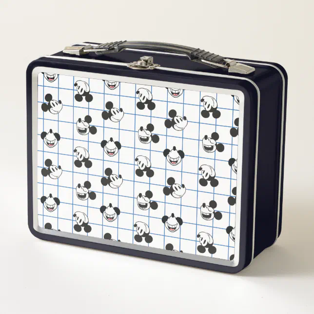 Classic Smiling Mickey Mouse Grid Pattern Metal Lunch Box | Zazzle