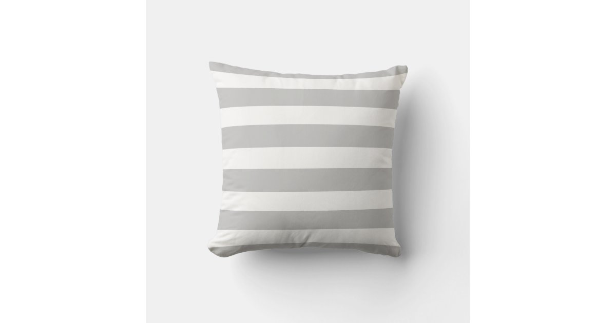 Classic soft gray white strips outdoor pillow | Zazzle