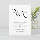 Classic Sophisticated Monogram Modern Wedding Invitation | Zazzle