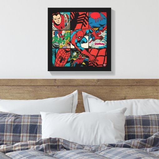 Classic Spider-Man Comic Book Pattern Canvas Print | Zazzle