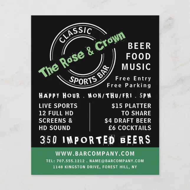 Classic Sports Bar Logo, Pub/Brewery Advertising Flyer | Zazzle