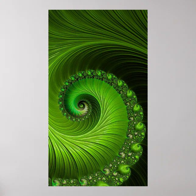 Classic Spring Green Spiral Fractal Abstract Poster | Zazzle