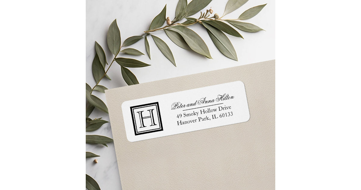 Classic Square Monogram Return Address Labels | Zazzle