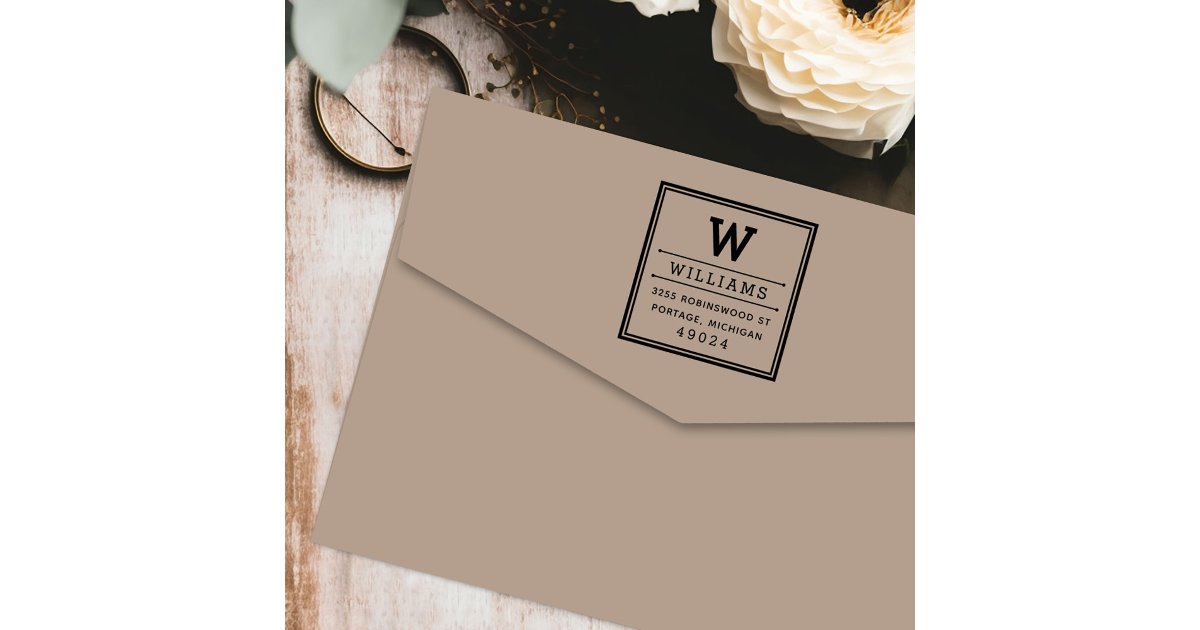 Classic Square Monogram Return Address Self-inking Stamp | Zazzle