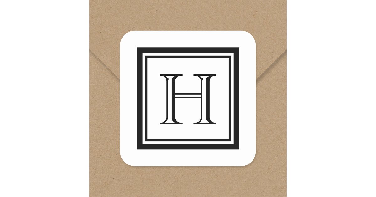 Classic Square Monogram Stickers | Zazzle