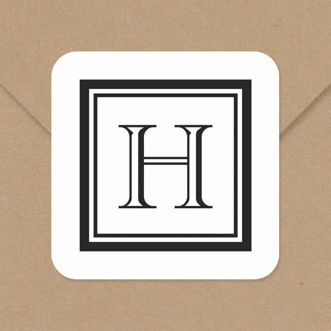 Classic Square Monogram Stickers | Zazzle