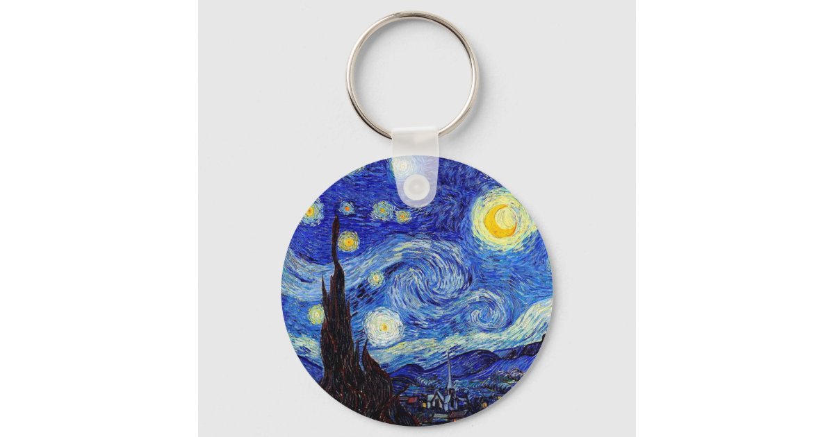 Classic Starry Night Inspired Products Van Gogh Keychain | Zazzle