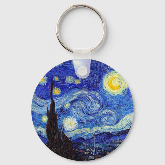 Classic Starry Night Inspired Products Van Gogh Keychain | Zazzle